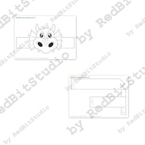 Dragon Paper Coloring Crown, Hat for Kids, Instant Download Paper Crown ...