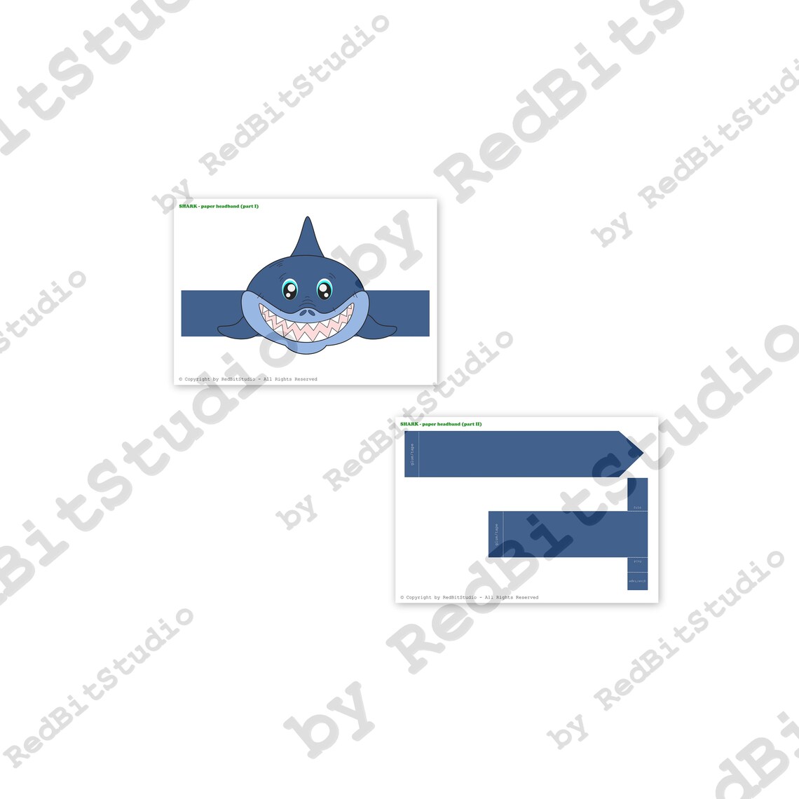 Shark Paper Crown, Animal Paper Hat for Kids, Instant Download Paper ...