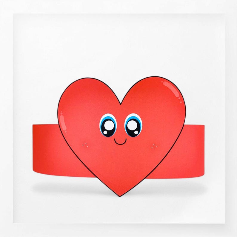 4 Heart Paper Crowns,valentine's Day Hats for Kids,instant Download ...