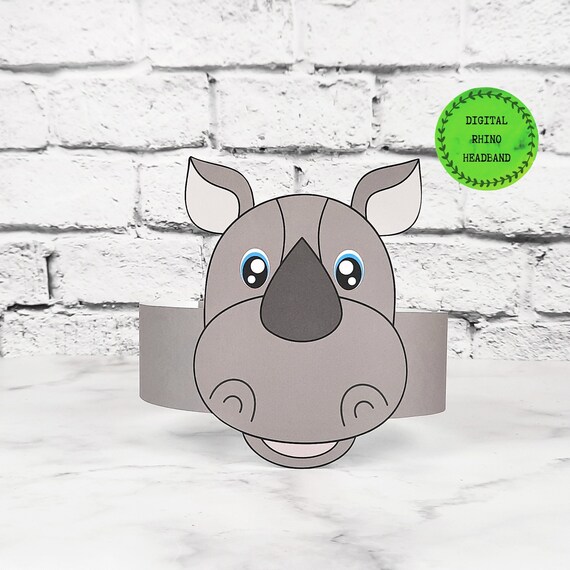 Rhino Paper Crown Animal Paper Hat for Kids Instant Download | Etsy