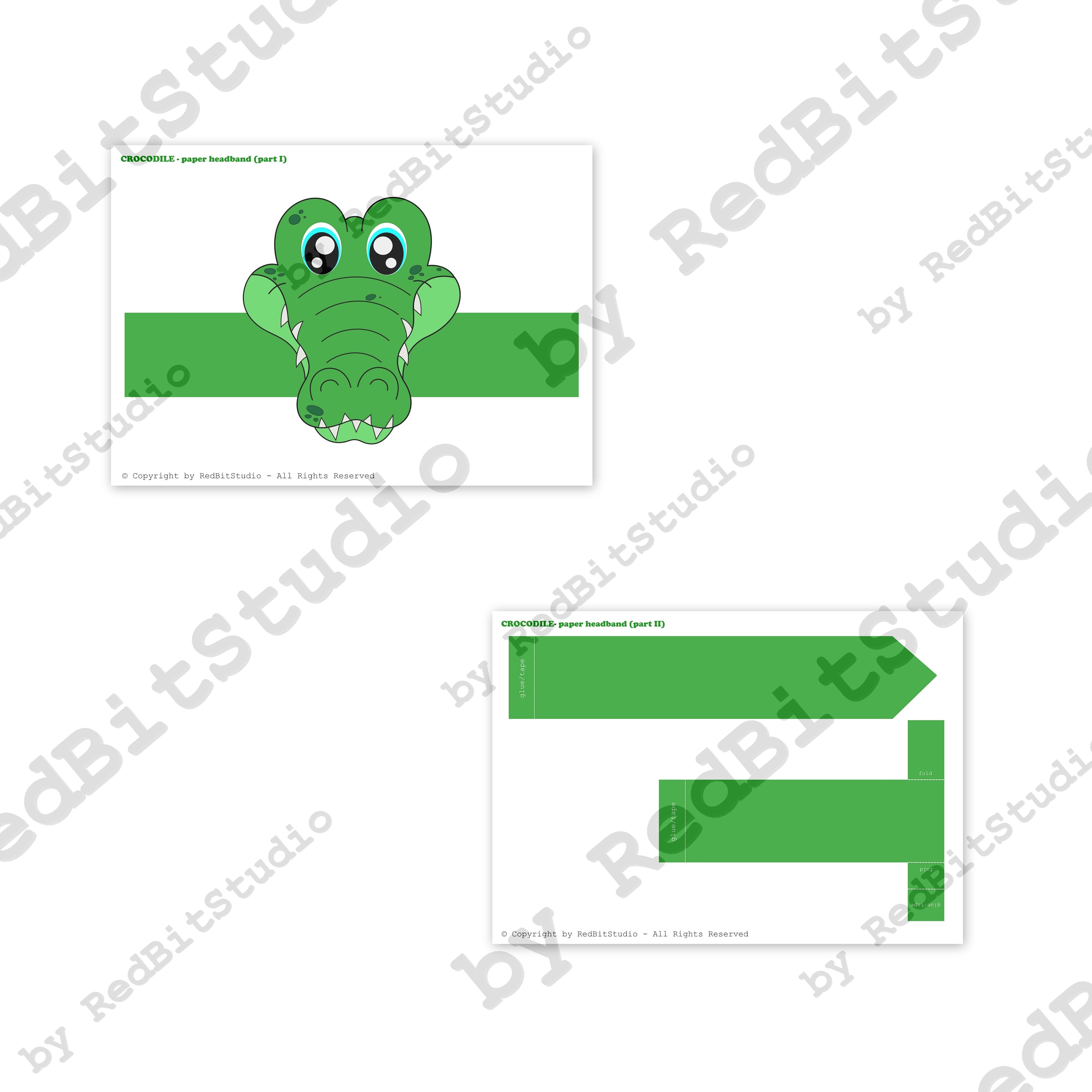 Crocodile Paper Crown, Animal Paper Hat for Kids, Instant Download ...