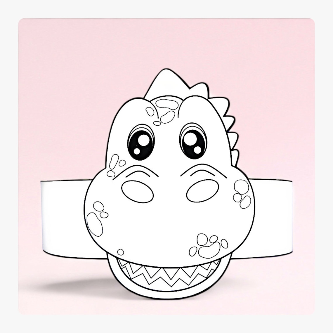 4 Dinosaur Paper Coloring Crowns, Dino Paper Hats for Kids, Instant ...