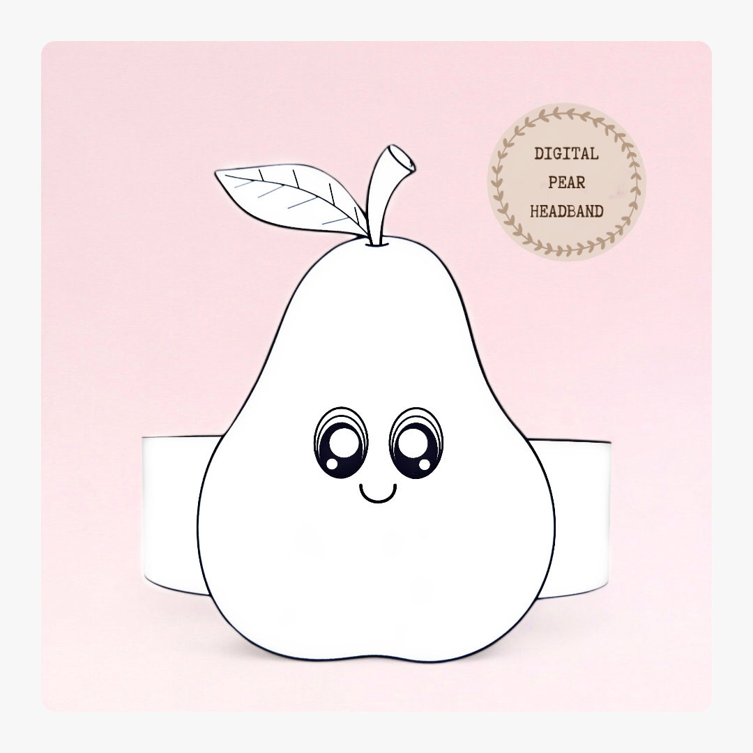 Pear Paper Coloring Crown,fruit Paper Hat for Kids,instant Download ...