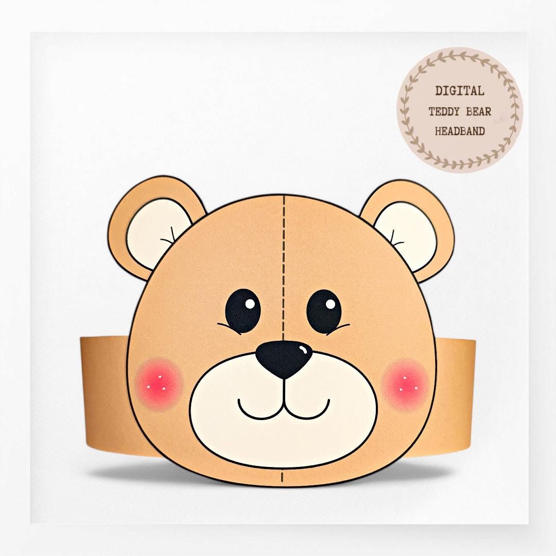 Teddy Bear Paper Crown,animal Paper Hat for Kids,instant Download Bear ...