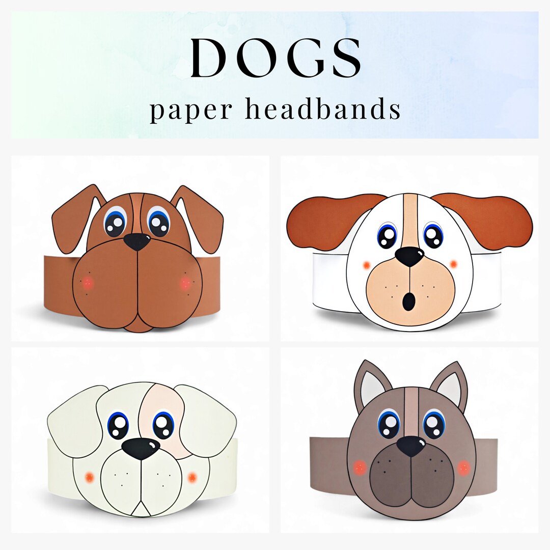 4 Dogs Paper Crowns, Dogs Paper Hats for Kids, Instant Download Paper ...