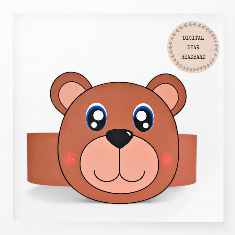 Bear Paper Crown, Animal Paper Hat for Kids, Instant Download Paper ...