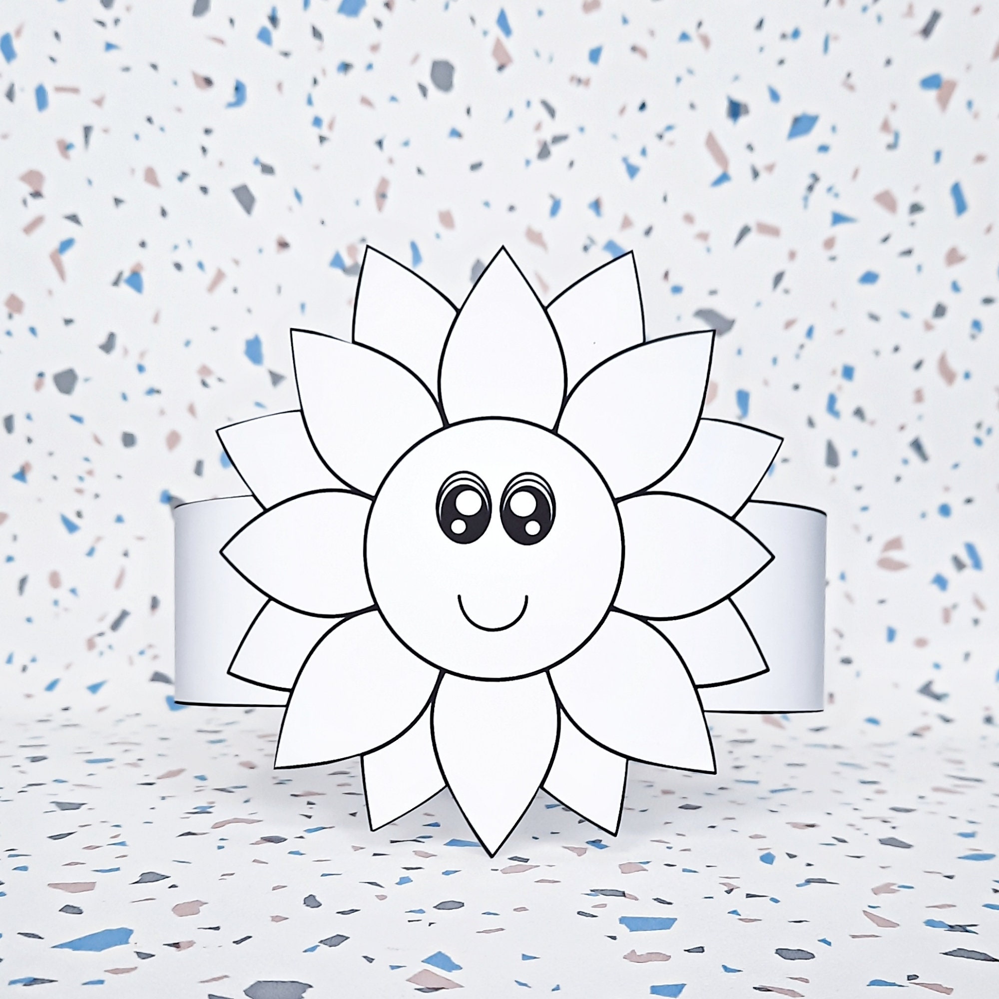 4 Flower Paper Coloring Crowns Flower Paper Hats for Kids - Etsy