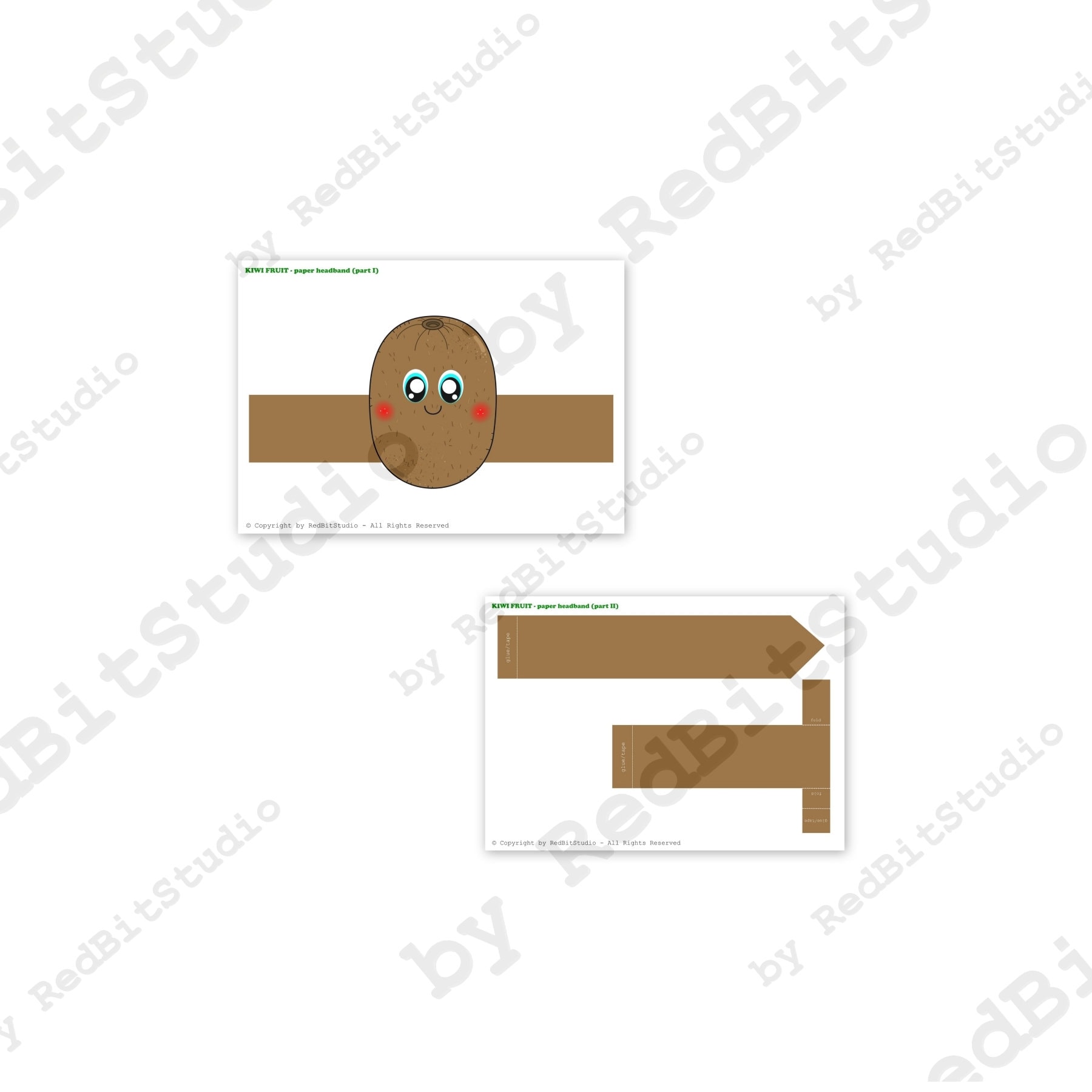 Kiwi Fruit Paper Crown,fruit Paper Hat for Kids, Instant Download Paper ...