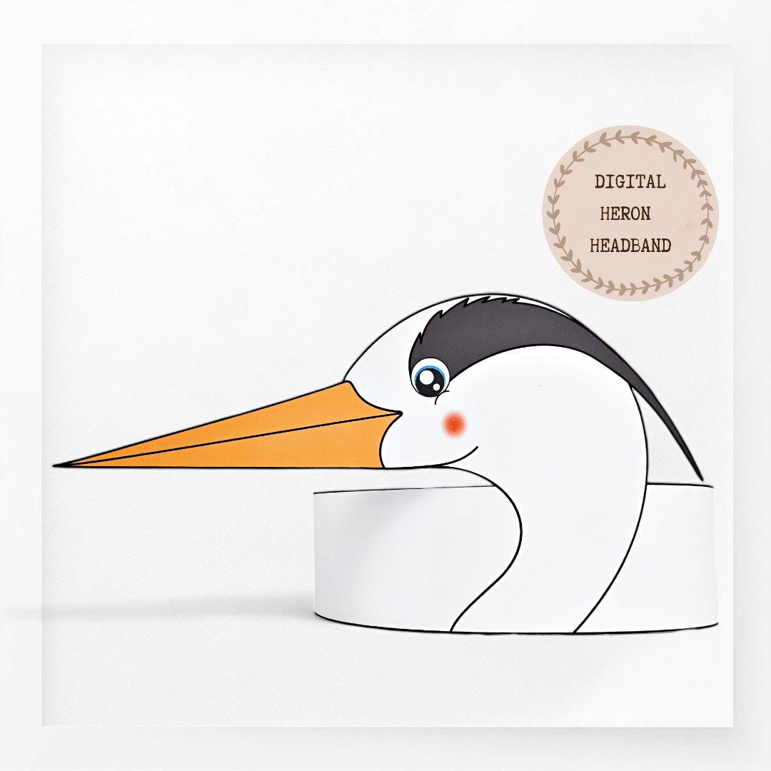 Heron Paper Crown, Animal Paper Hat for Kids, Instant Download Paper ...