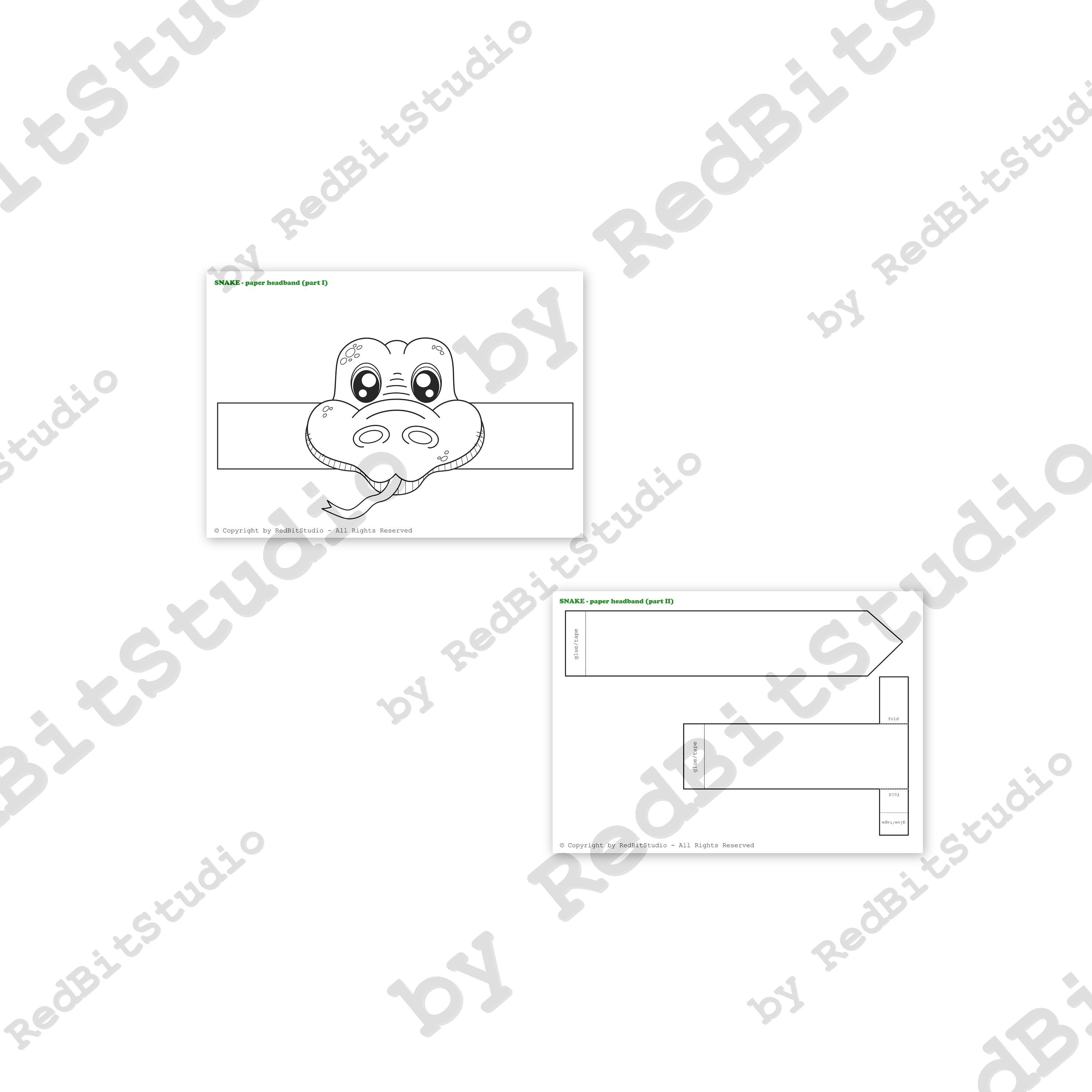 Snake Paper Coloring Crown, Animal Paper Hat for Kids, Instant Download ...