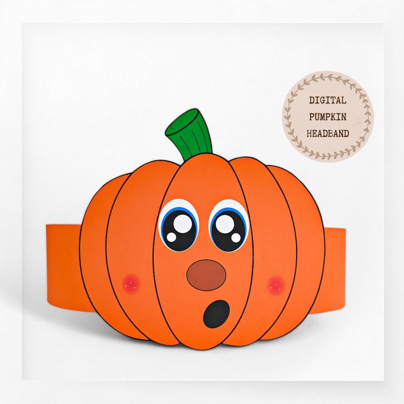 Pumpkin Paper Crown, Halloween Paper Hat for Kids, Instant Download ...