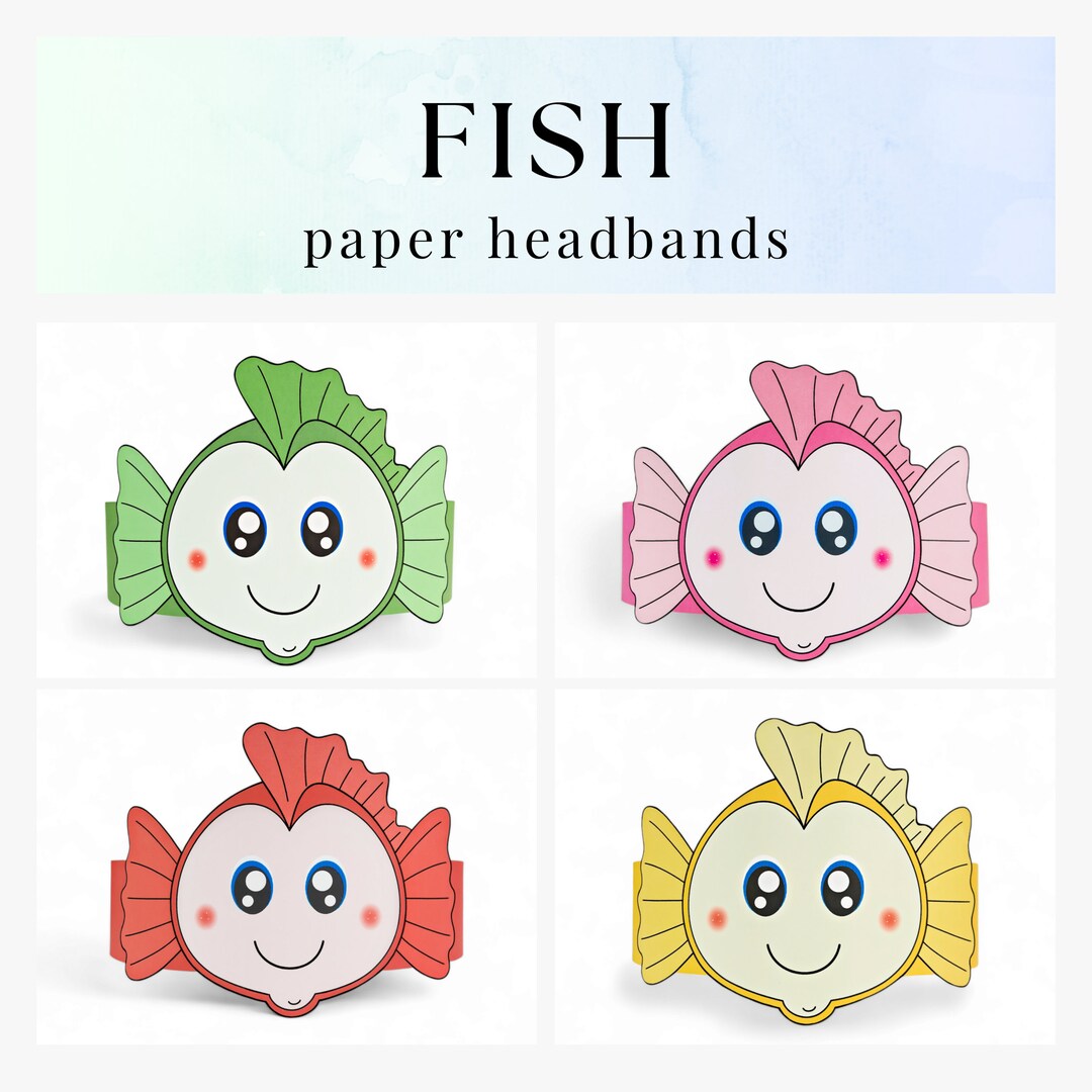 4 Fish Paper Crowns, Fish Hats for Kids, Instant Download Paper Crowns ...