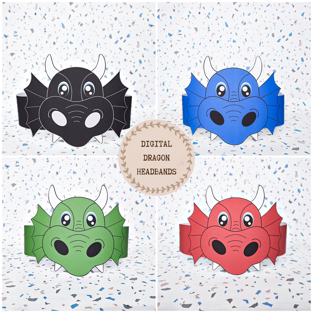 4 Dragons Paper Crowns Dragons Paper Hats for Kids Instant - Etsy