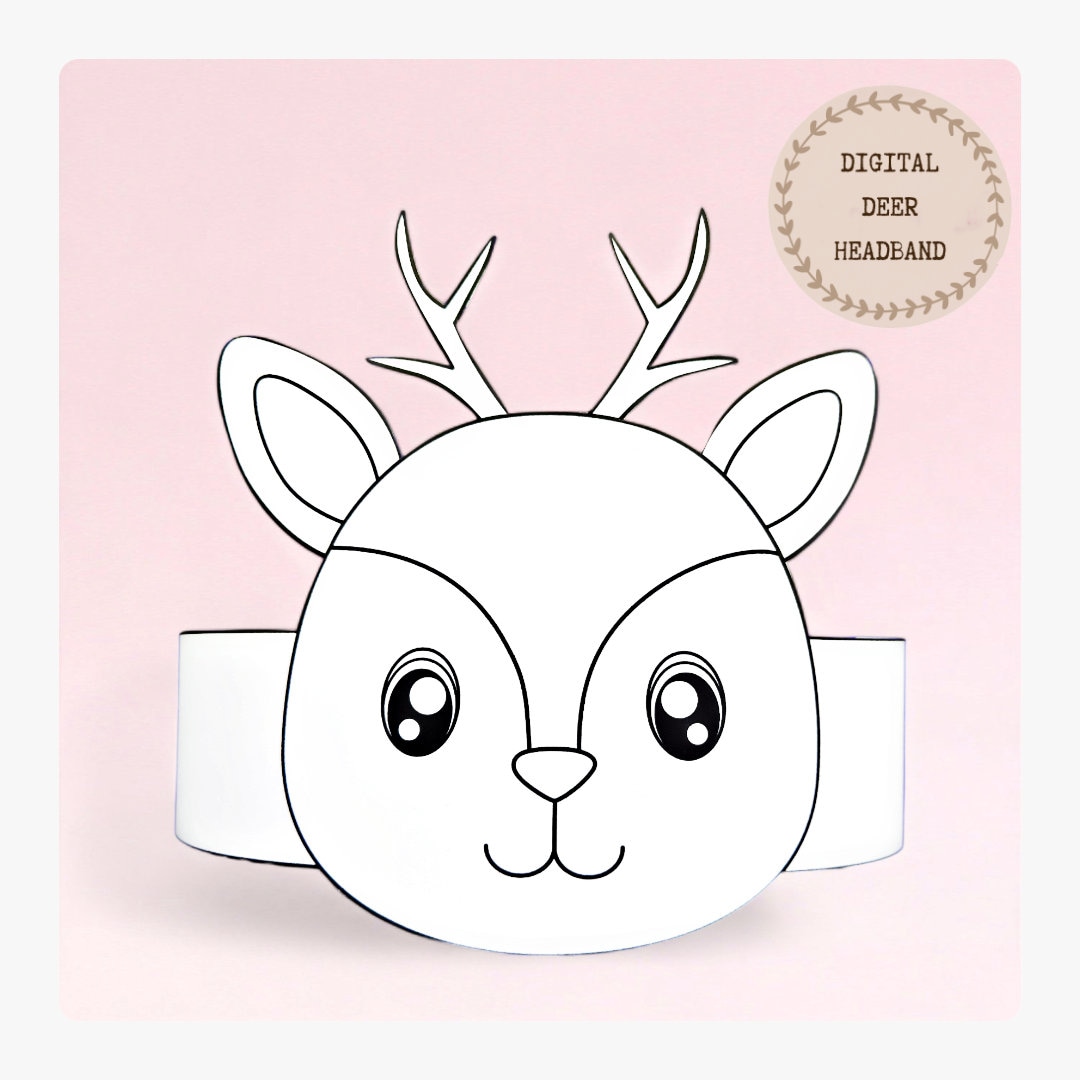 Deer Paper Coloring Crown, Animal Paper Hat for Kids, Instant Download ...