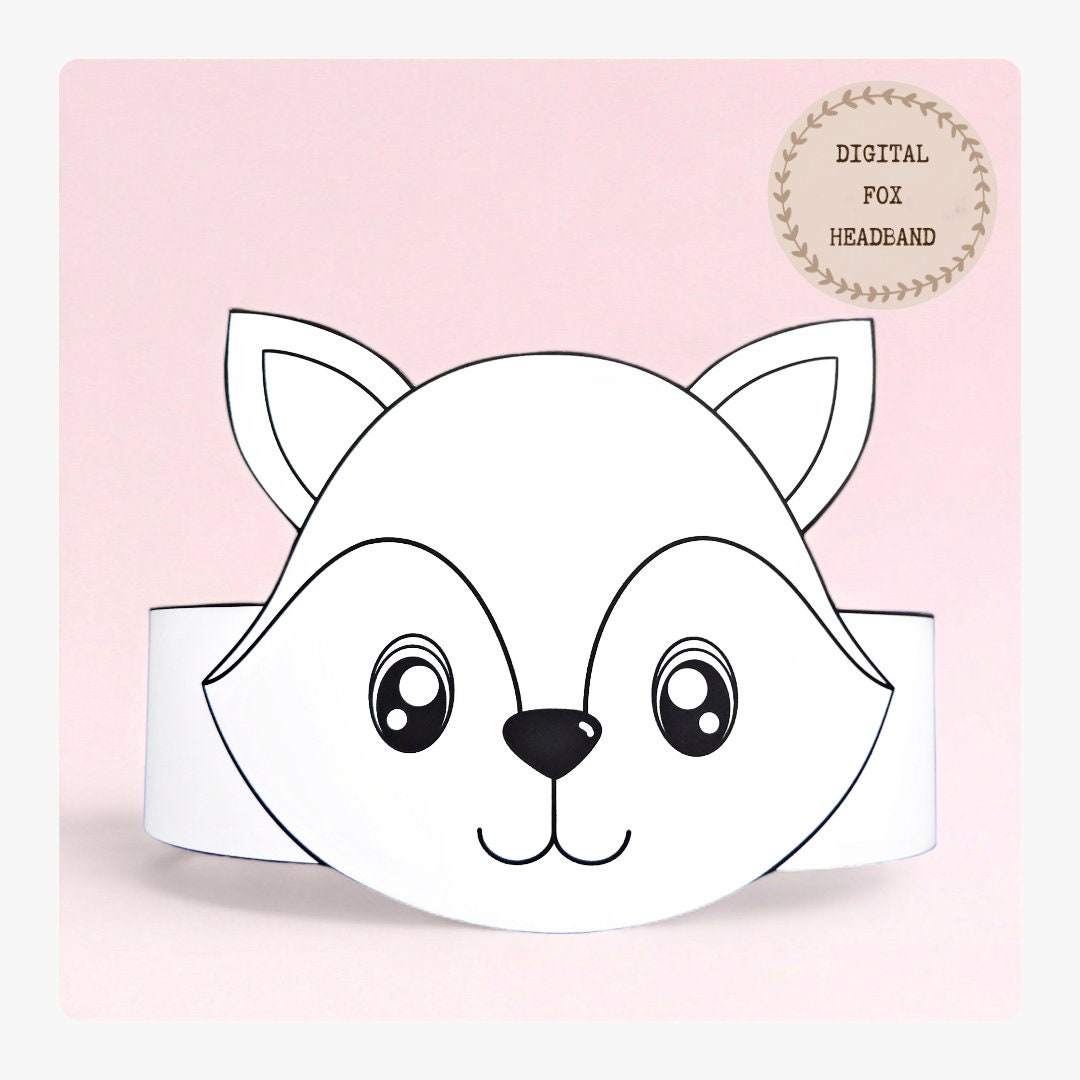 Fox Paper Coloring Crown, Animal Paper Hat for Kids, Instant Download ...