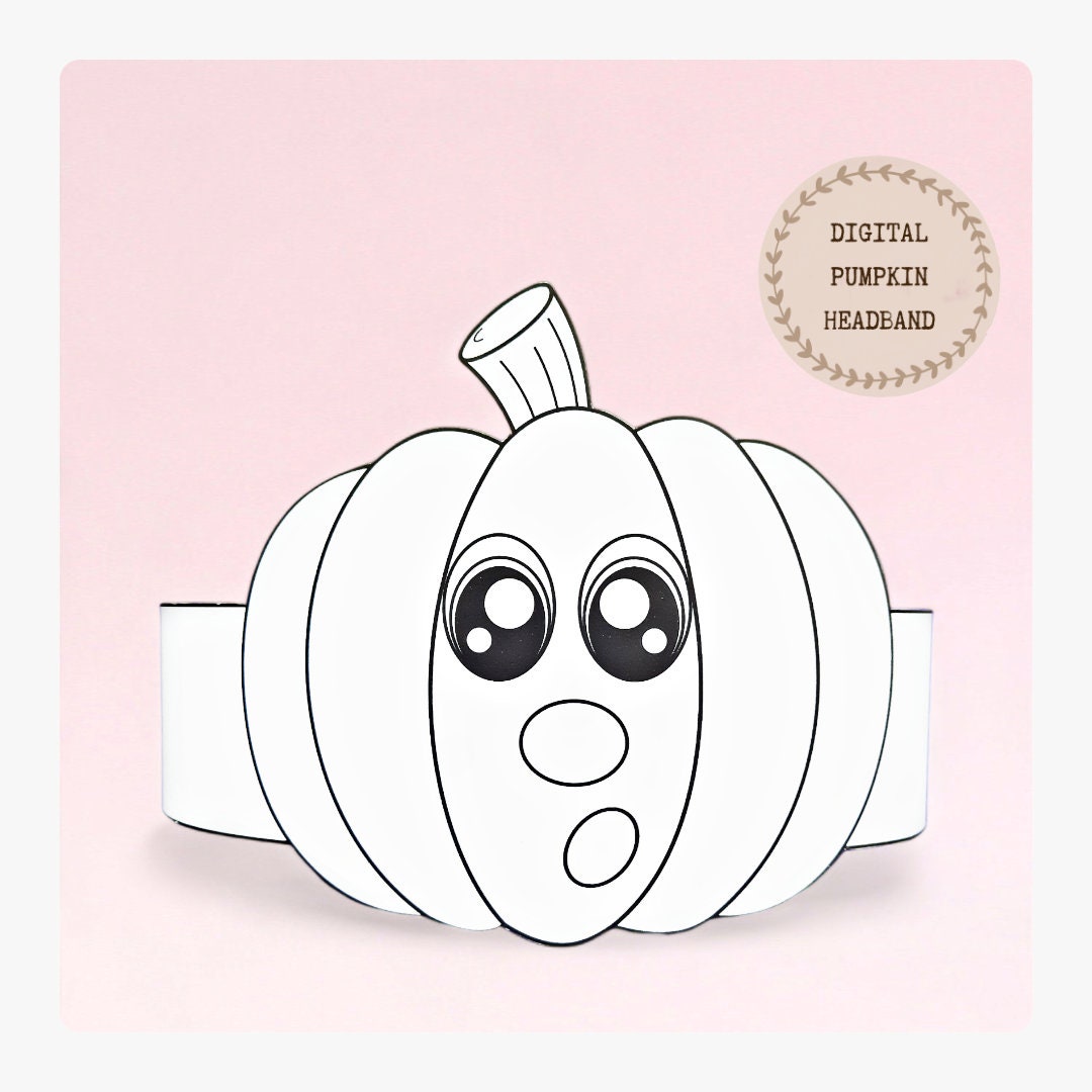 Pumpkin Paper Coloring Crown, Halloween Hat for Kids, Instant Download ...