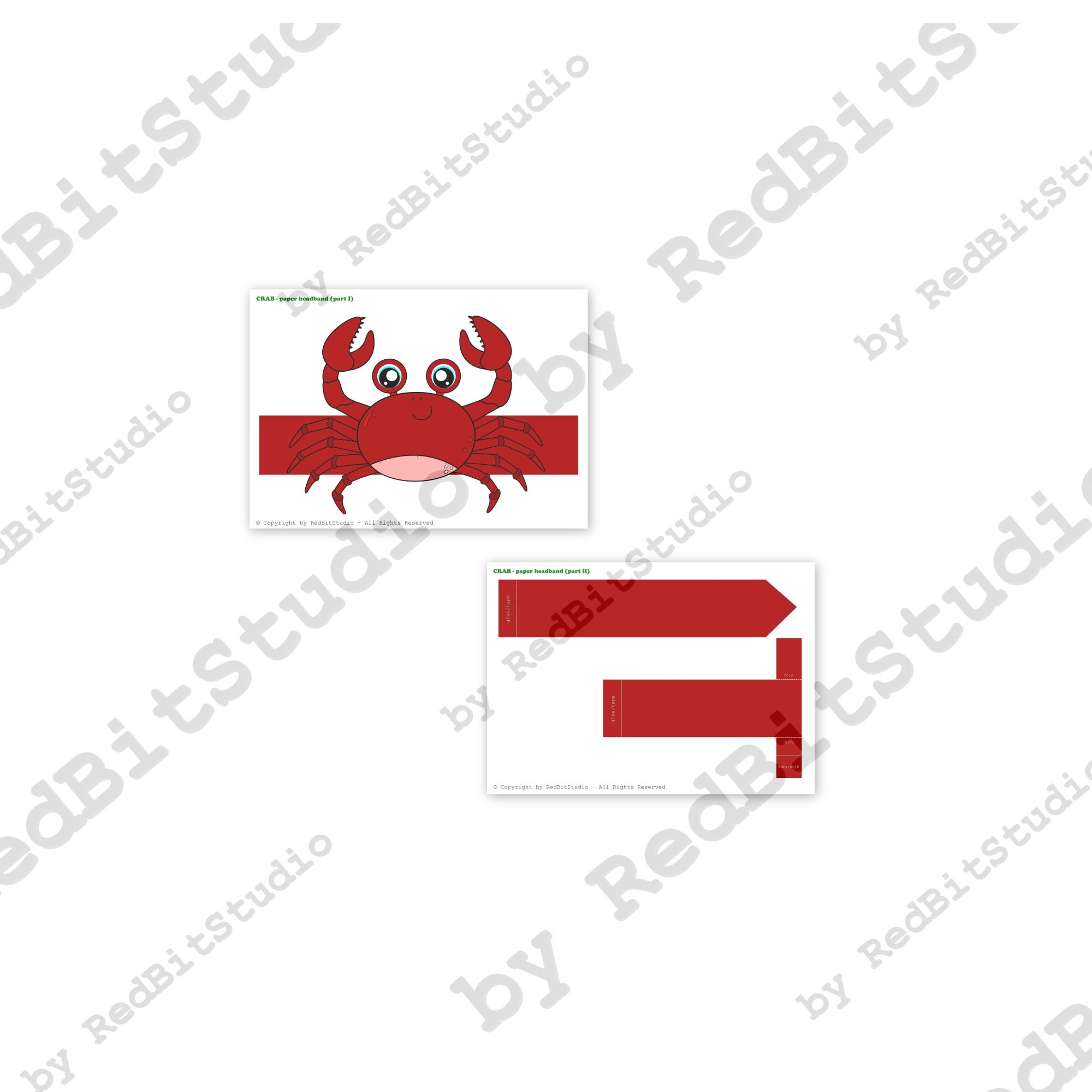 Crab Paper Crown, Animal Paper Hat for Kids, Instant Download Paper ...