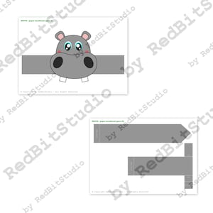 Hippo Paper Crown, Animal Paper Hat for Kids, Instant Download Paper ...