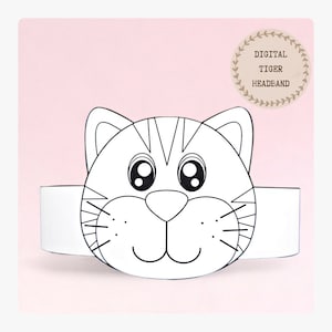 Tiger Paper Coloring Crown, Animal Paper Hat for Kids, Instant Download ...
