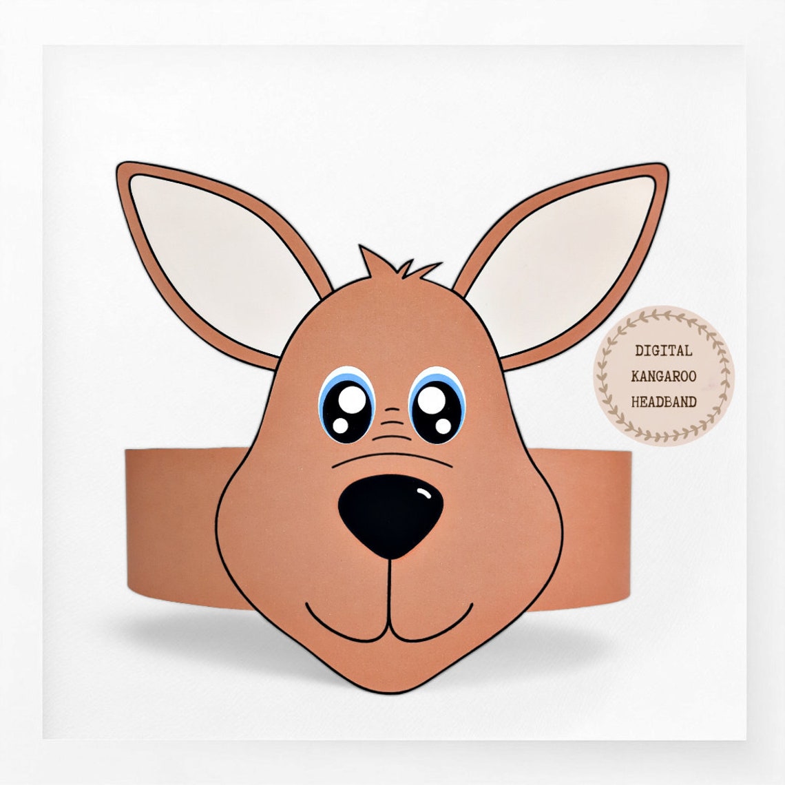 Kangaroo Paper Crown, Animal Paper Hat for Kids, Instant Download Paper ...