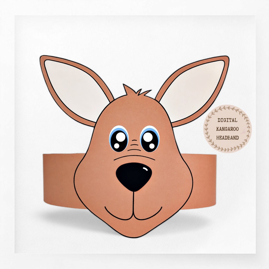 Kangaroo Paper Crown, Animal Paper Hat for Kids, Instant Download Paper ...