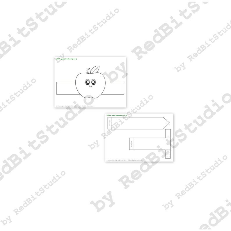 Apple Paper Coloring Crown,fruit Paper Hat for Kids, Instant Download ...