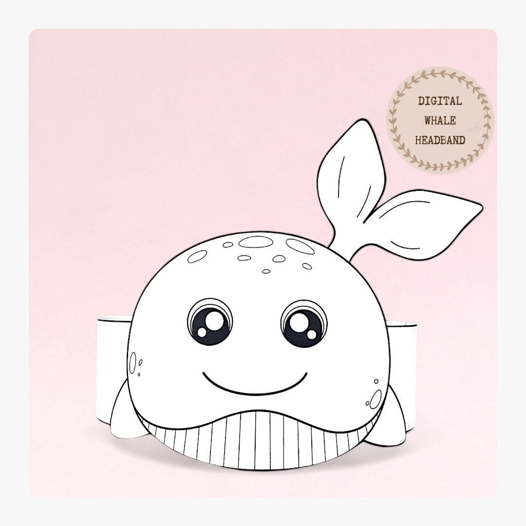 Whale Paper Coloring Crown, Animal Paper Hat for Kids, Instant Download ...