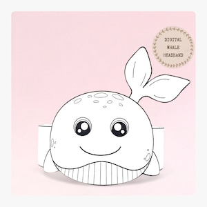 Whalr Paper Coloring Crown, Animal Paper Hat for Kids, Instant Download ...