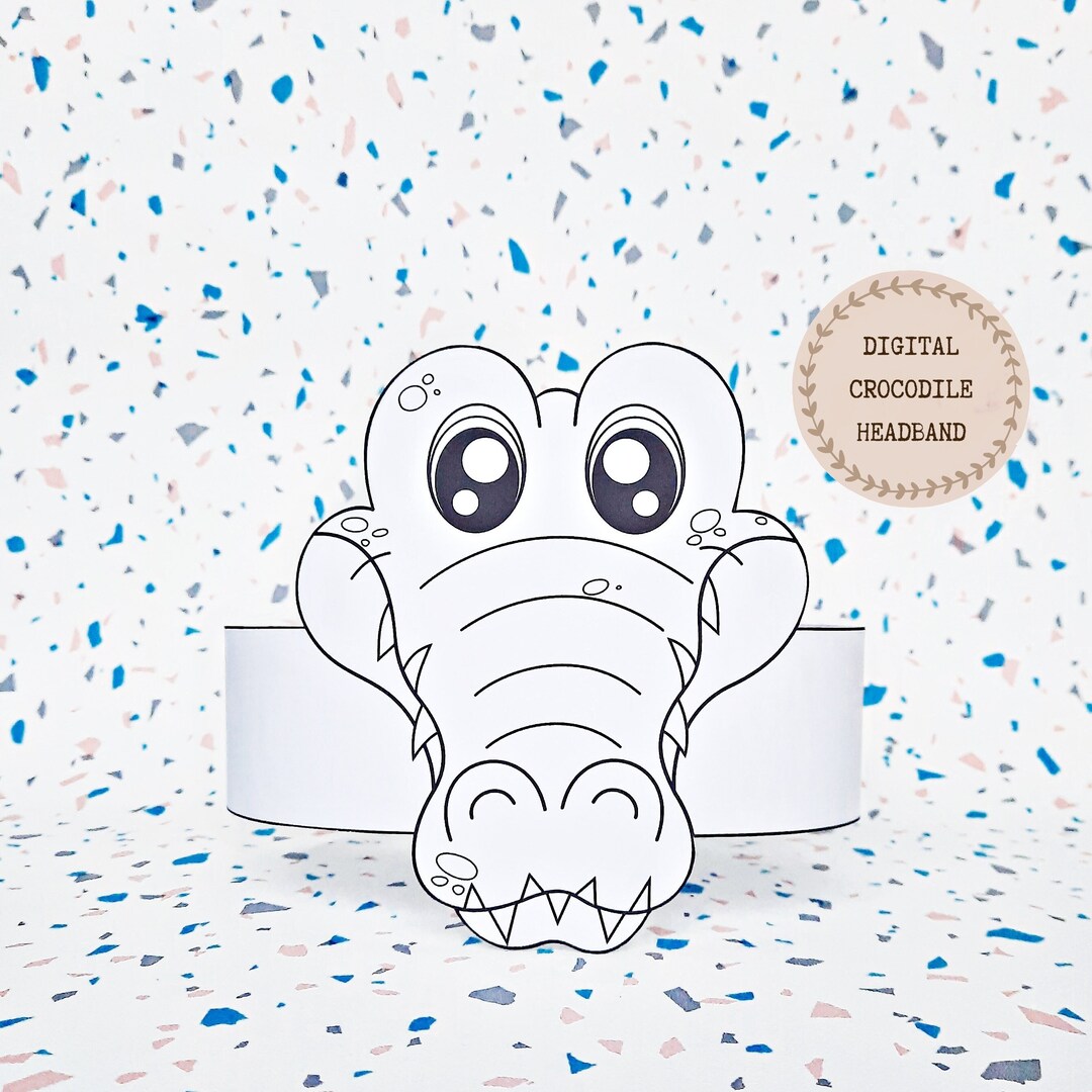 Crocodile Paper Coloring Crown, Animal Paper Hat for Kids, Instant ...