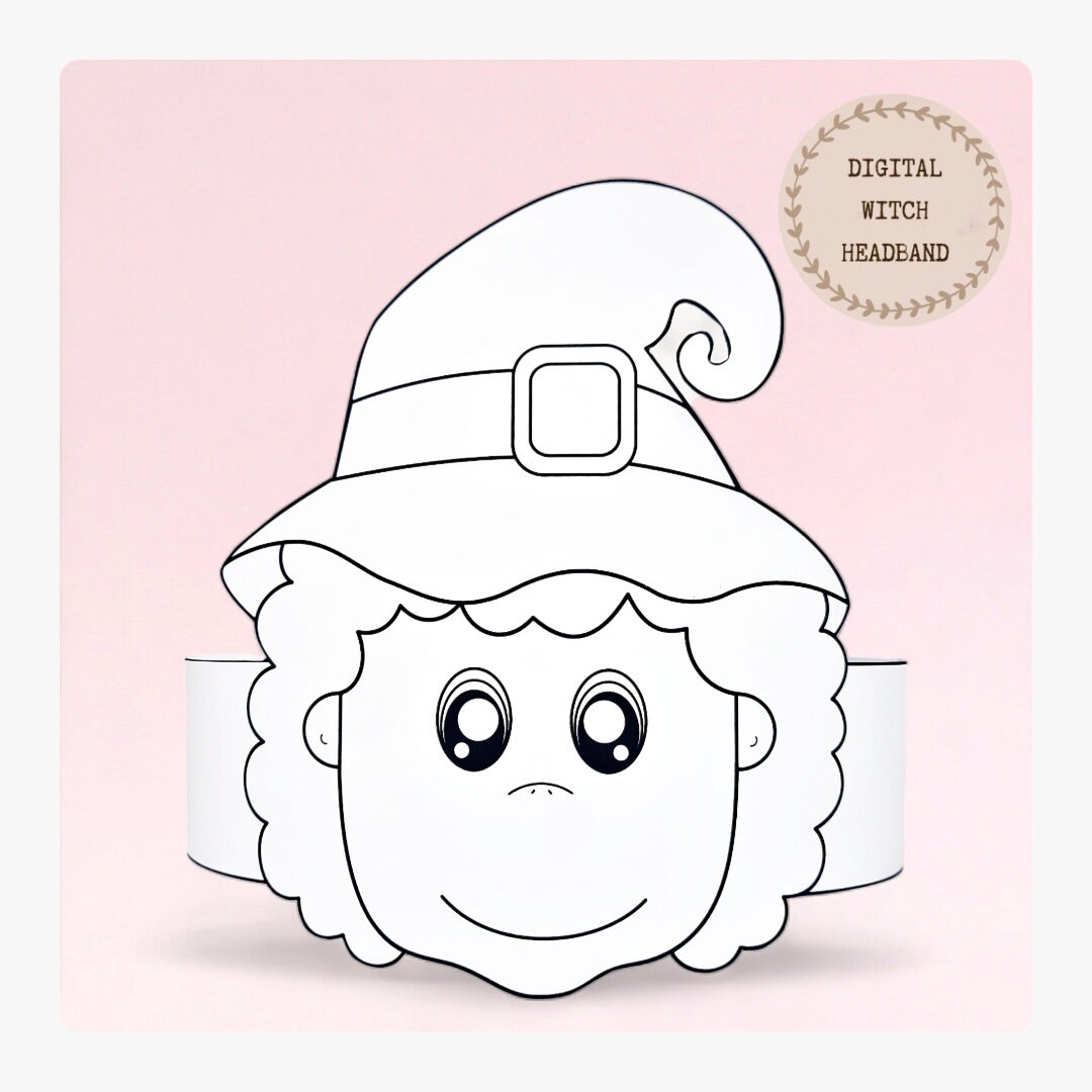 Witch Paper Coloring Crown,halloween Paper Hat for Kids,instant ...