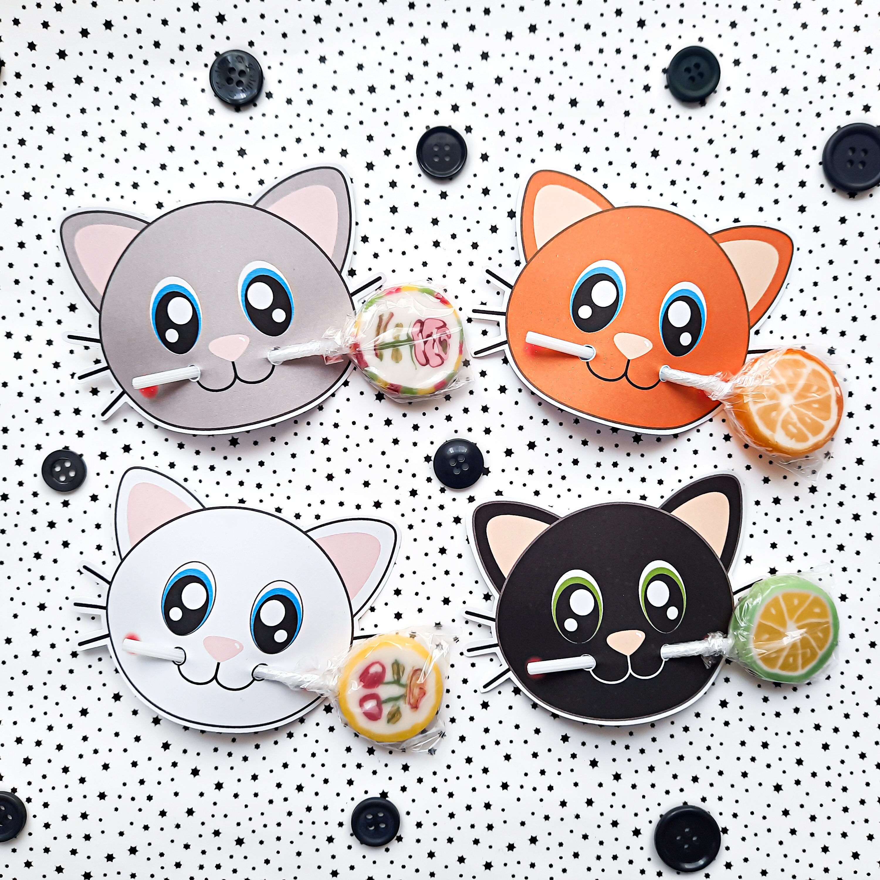 Cat Lollipop, Instant Download Lollipop Holder, Digital Party Sucker ...