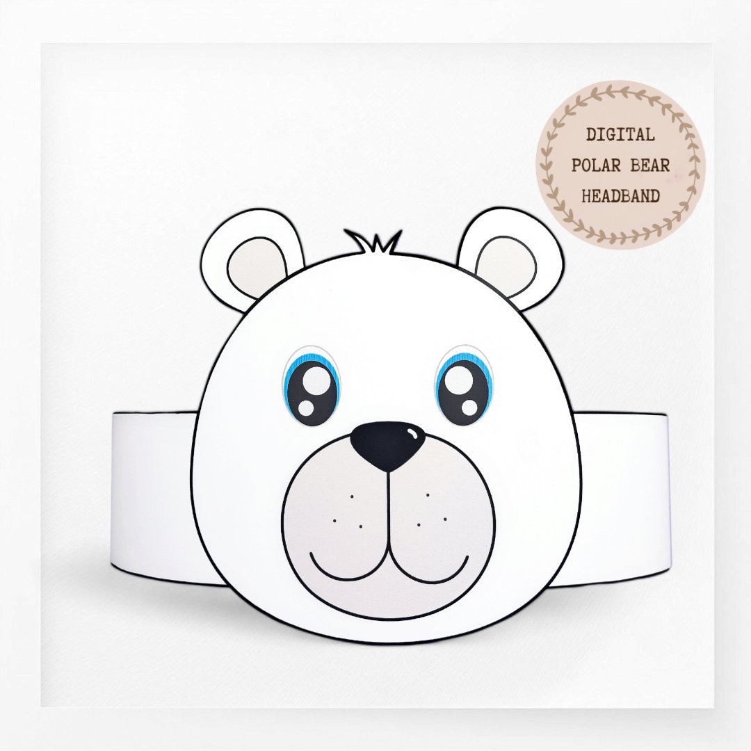 Polar Bear Paper Crown, Animal Paper Hat for Kids, Instant Download ...