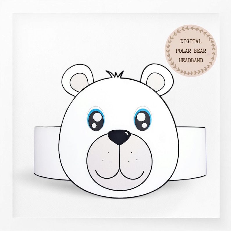 Polar Bear Paper Crown, Animal Paper Hat for Kids, Instant Download ...