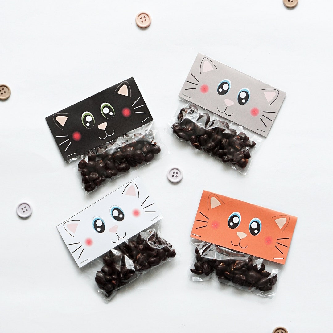 Cat Bag Topper,birthday Treat Bag Toppers, Instant Download Favor Bag ...
