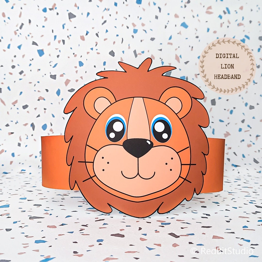 Lion Paper Crown, Animal Paper Hat for Kids, Instant Download Paper ...