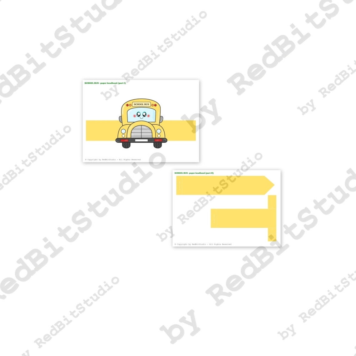 School Bus Paper Crown,back to School Paper Hat for Kids, Instant ...