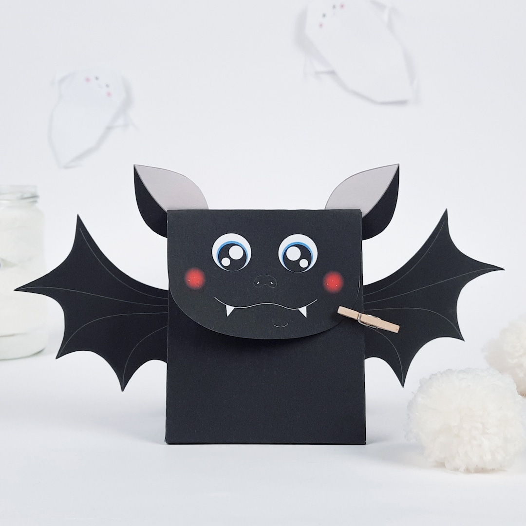 Bat Gift Box Printable, Favor Box Halloween, Template to Assemble Box ...