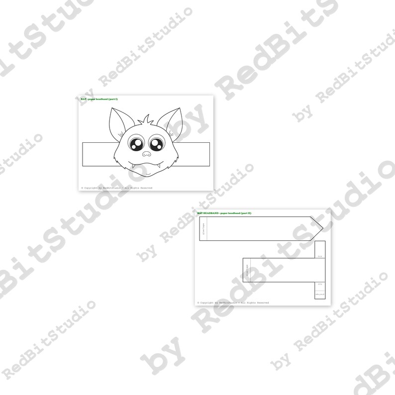 Bat Paper Coloring Crown, Animal Paper Hat for Kids, Instant Download ...