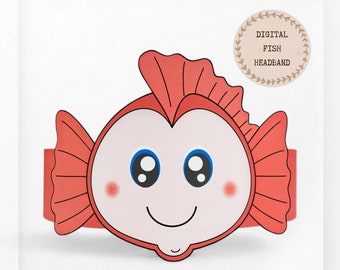 Fish Paper Crown Party Coloring Printable Party Hat Kids Craft Ocean ...