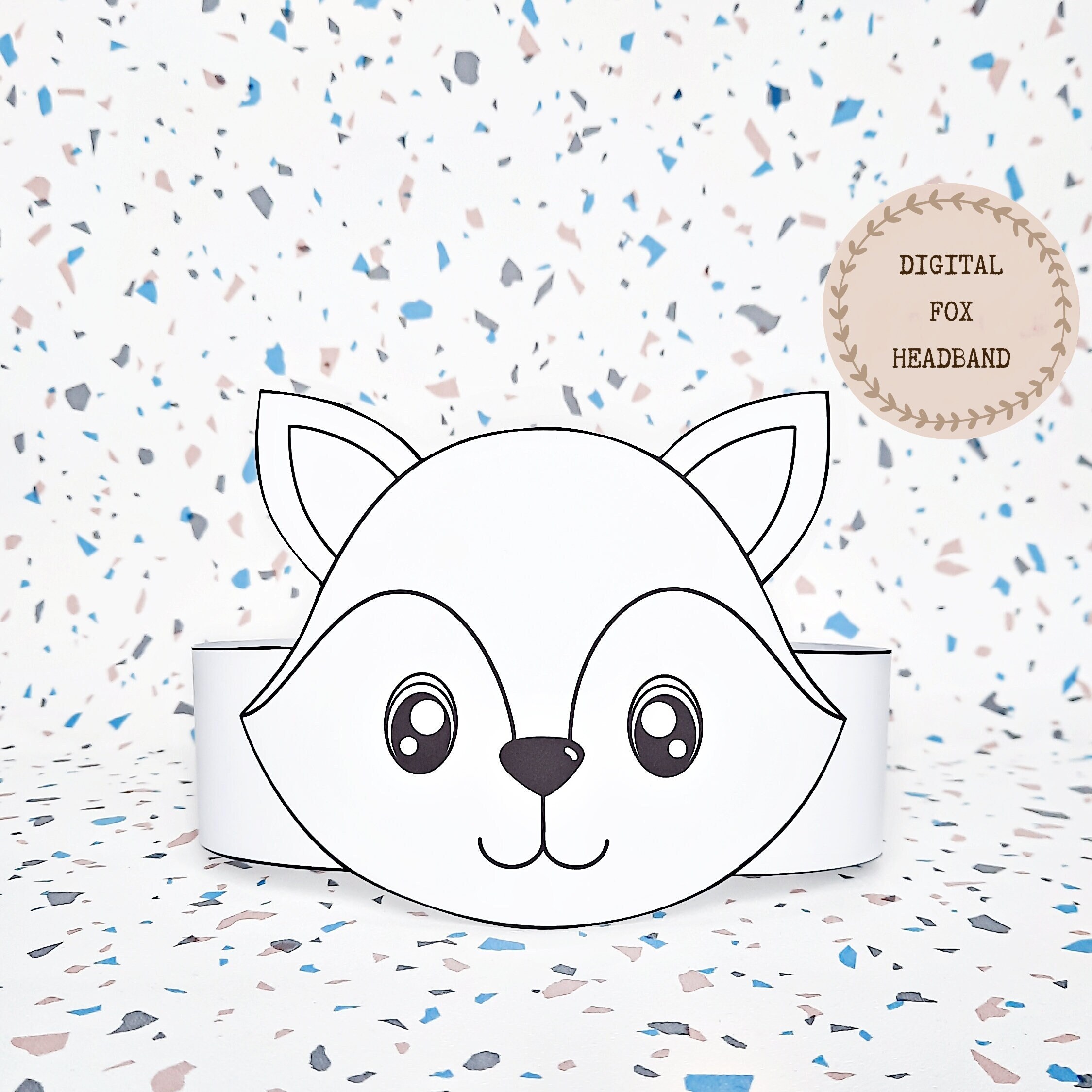 Fox Paper Coloring Crown, Animal Paper Hat for Kids, Instant Download ...
