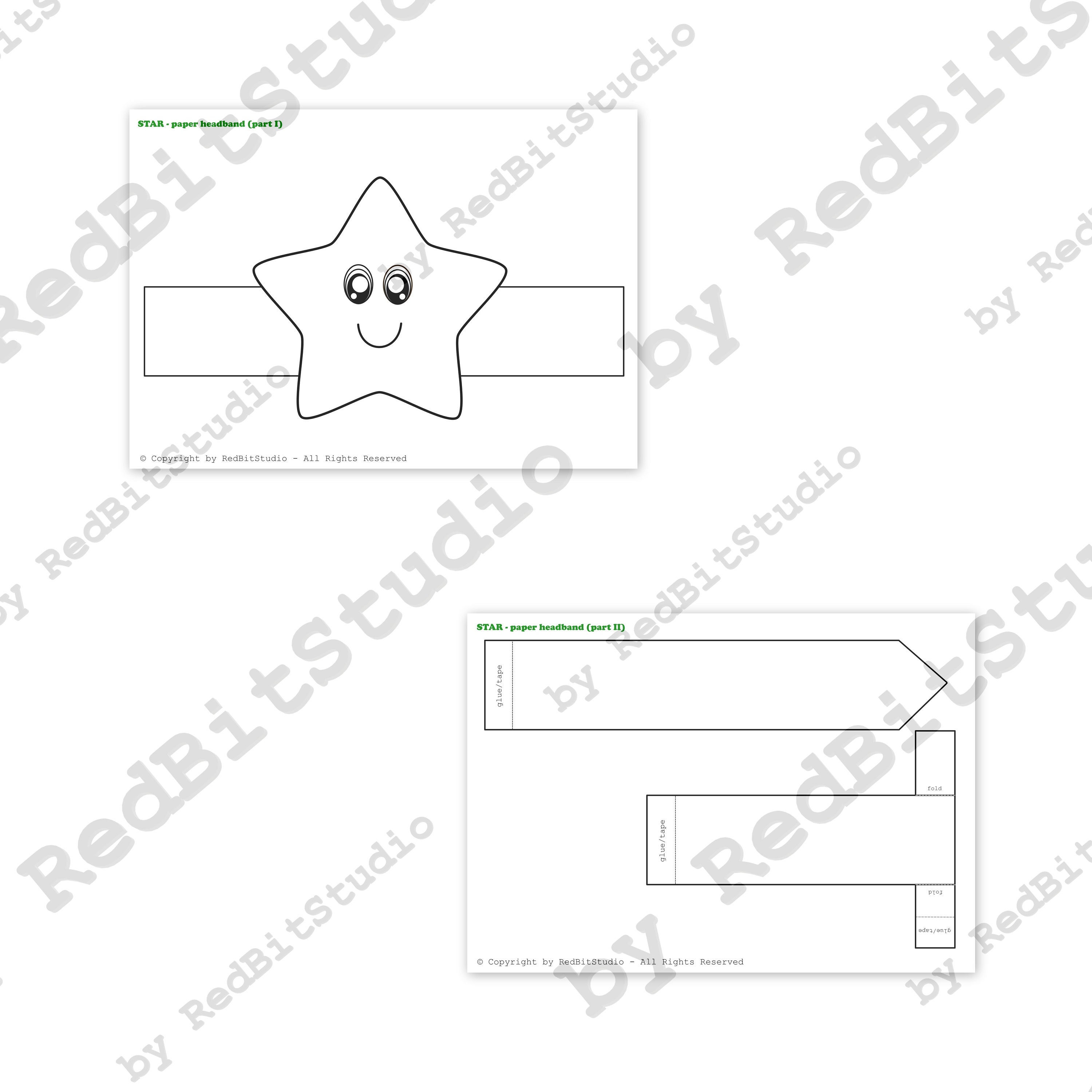 Star Paper Coloring Crown, Christmas Paper Hat for Kids, Instant ...