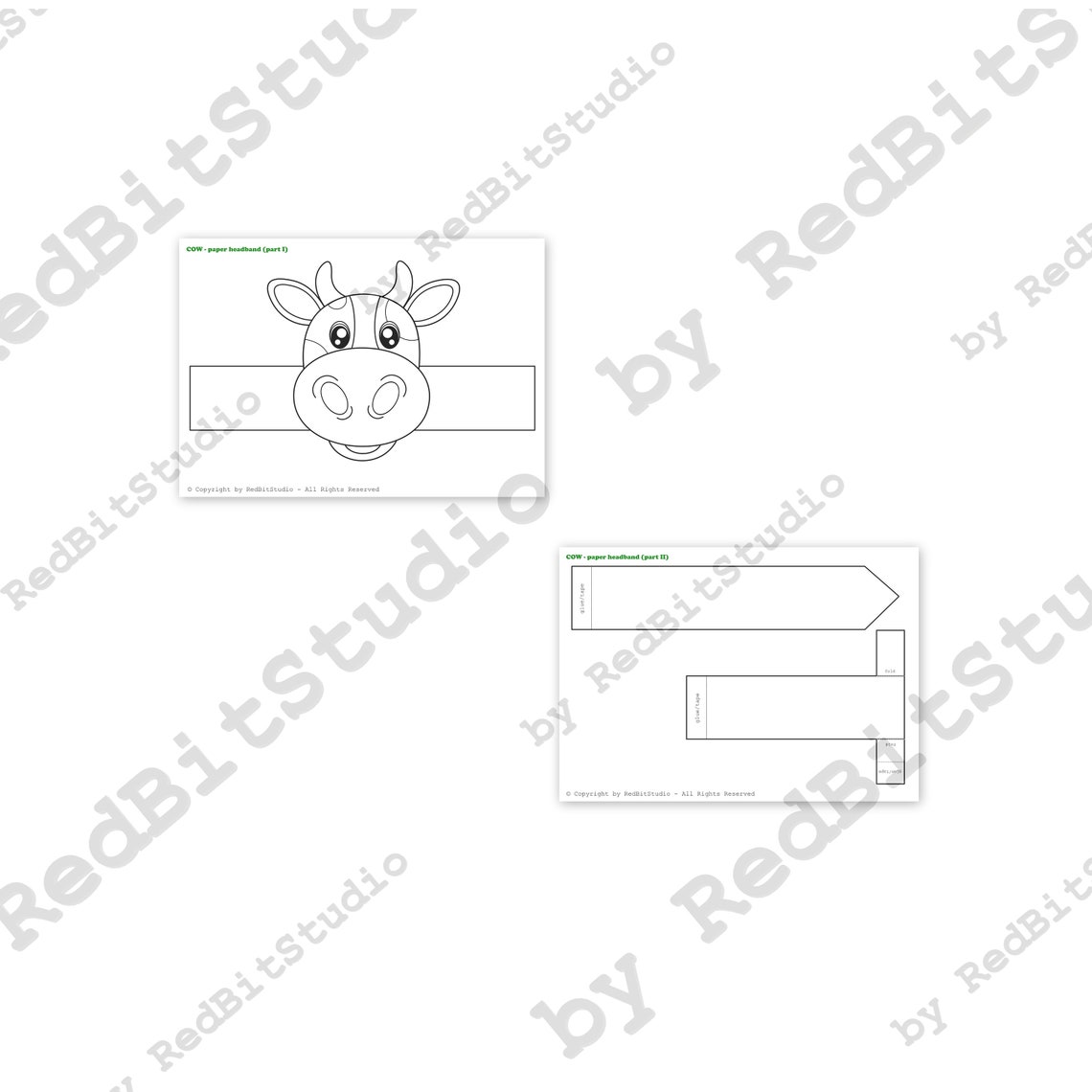 Cow Paper Coloring Crown, Animal Paper Hat for Kids, Instant Download ...