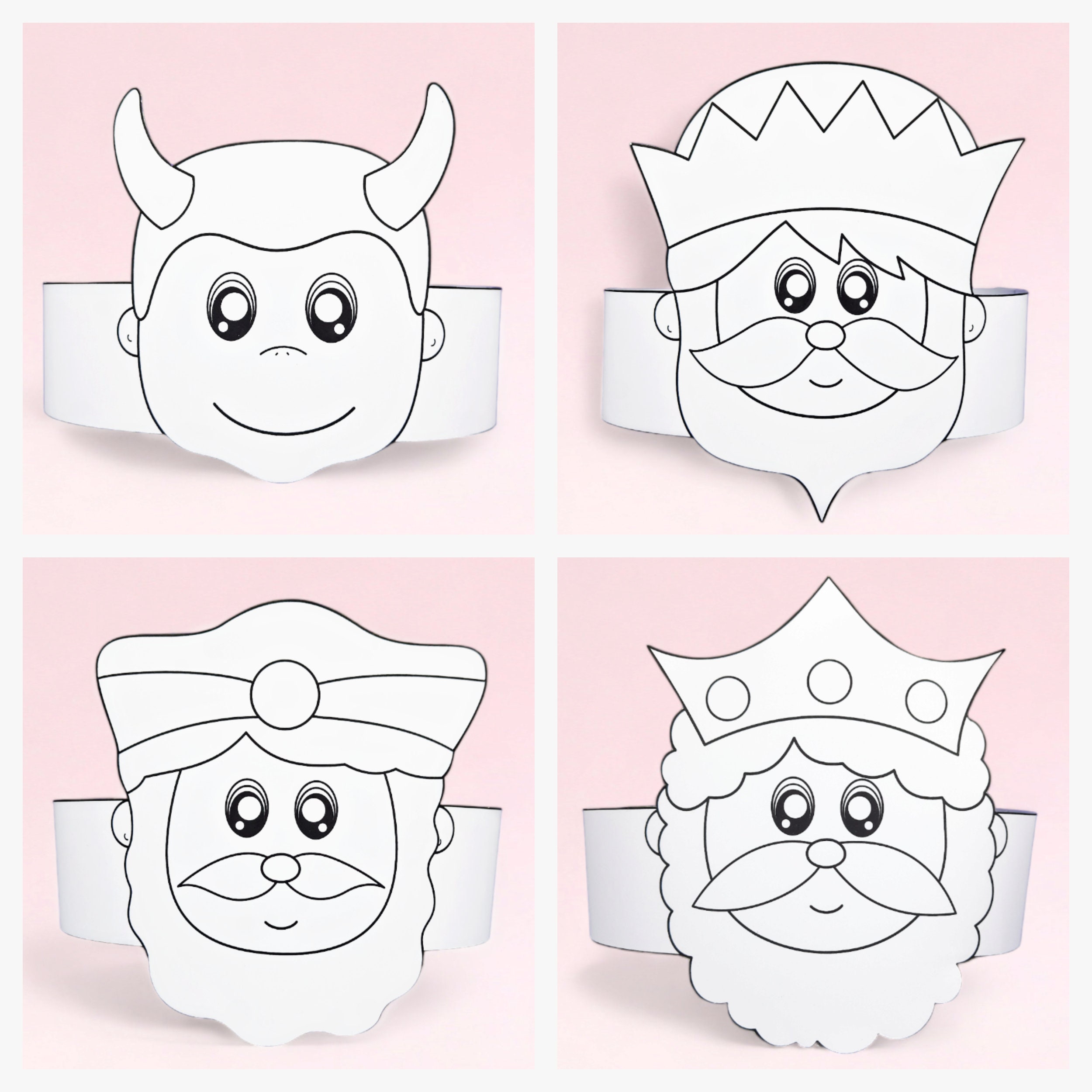 Christmas Story Paper Coloring Crowns, Christmas Paper Hats for Kids ...