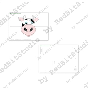 Cow Paper Crown, Animal Paper Hat for Kids, Instant Download Paper ...
