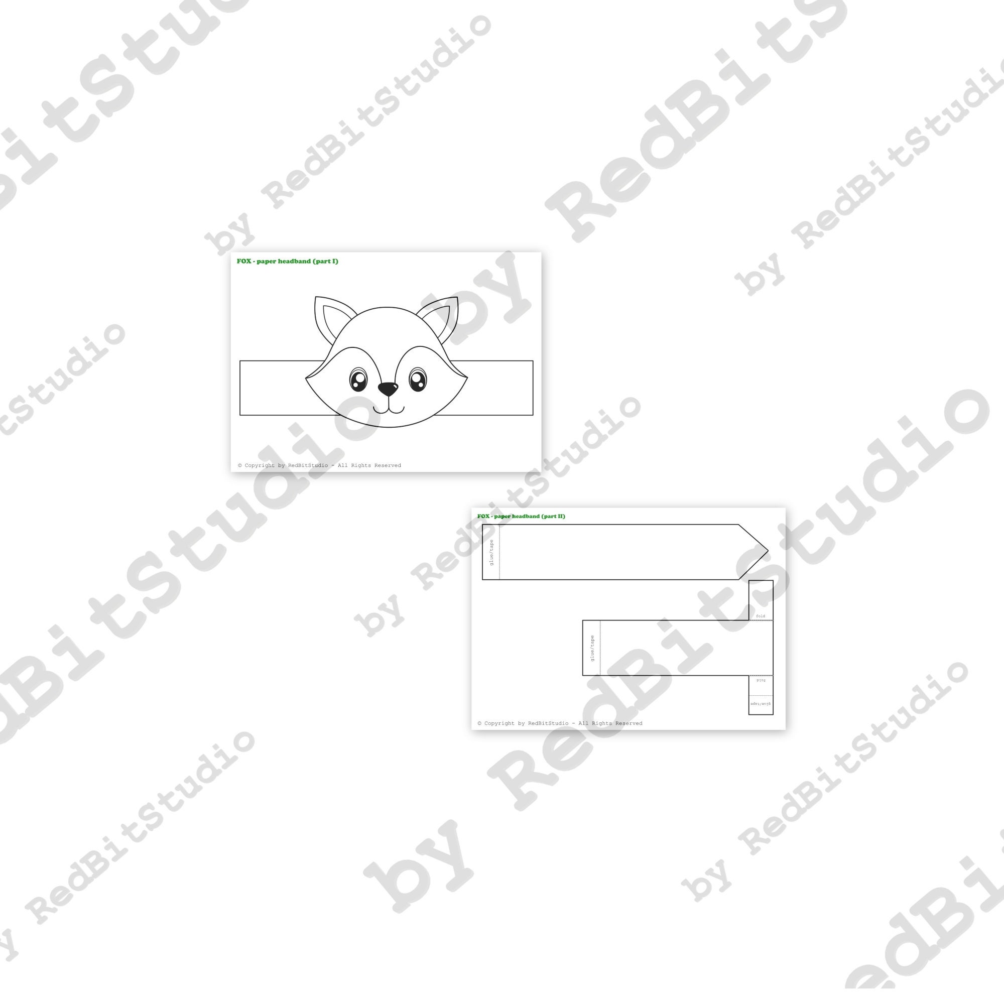 Fox Paper Coloring Crown, Animal Paper Hat for Kids, Instant Download ...