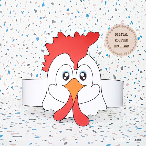 Rooster Paper Crown Animal Paper Hat for Kids Instant - Etsy