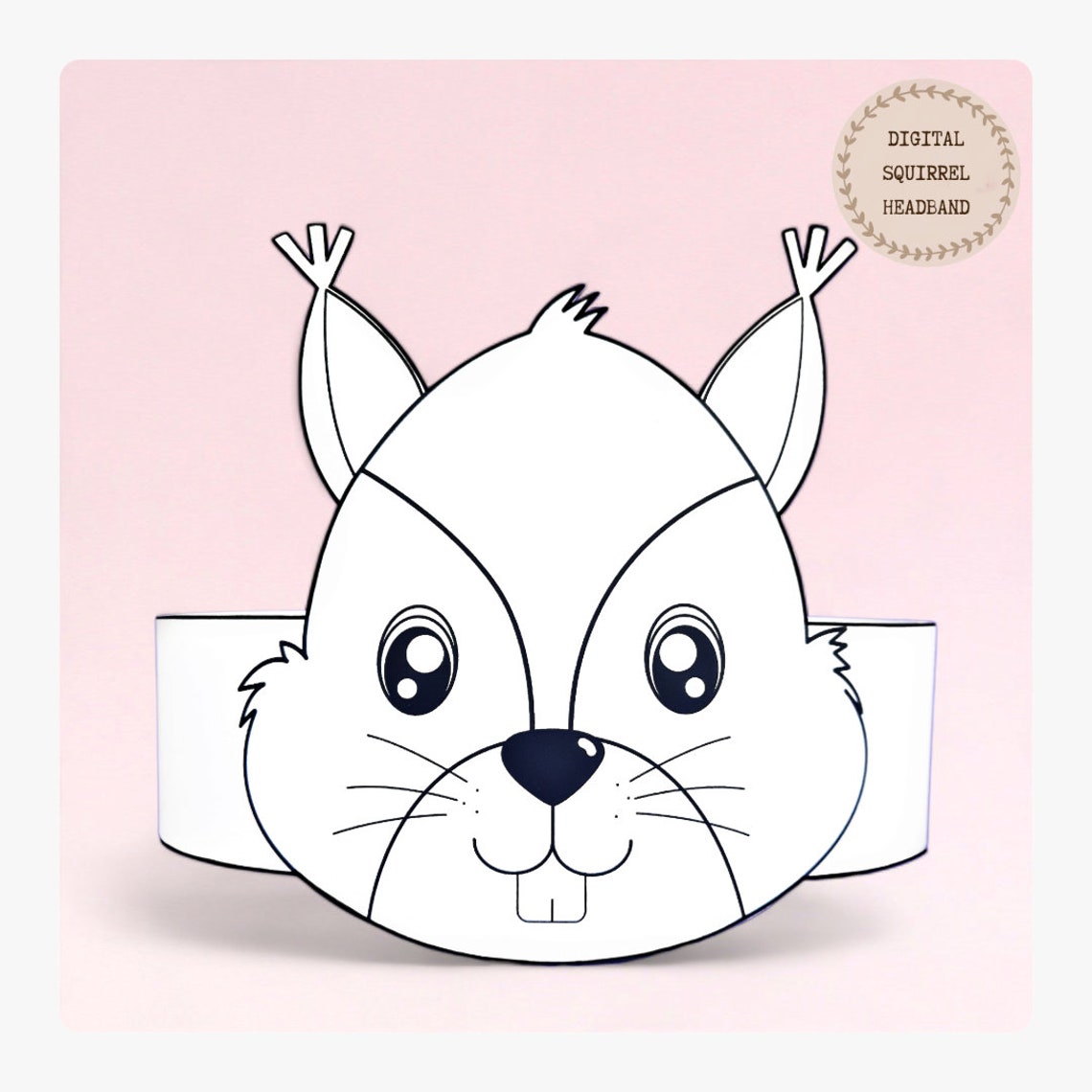 Squirrel Paper Coloring Crown, Animal Paper Hat for Kids, Instant ...