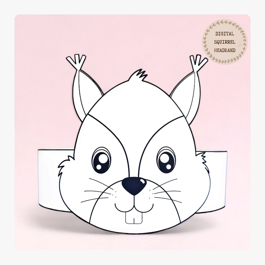 Squirrel Paper Coloring Crown, Animal Paper Hat for Kids, Instant ...