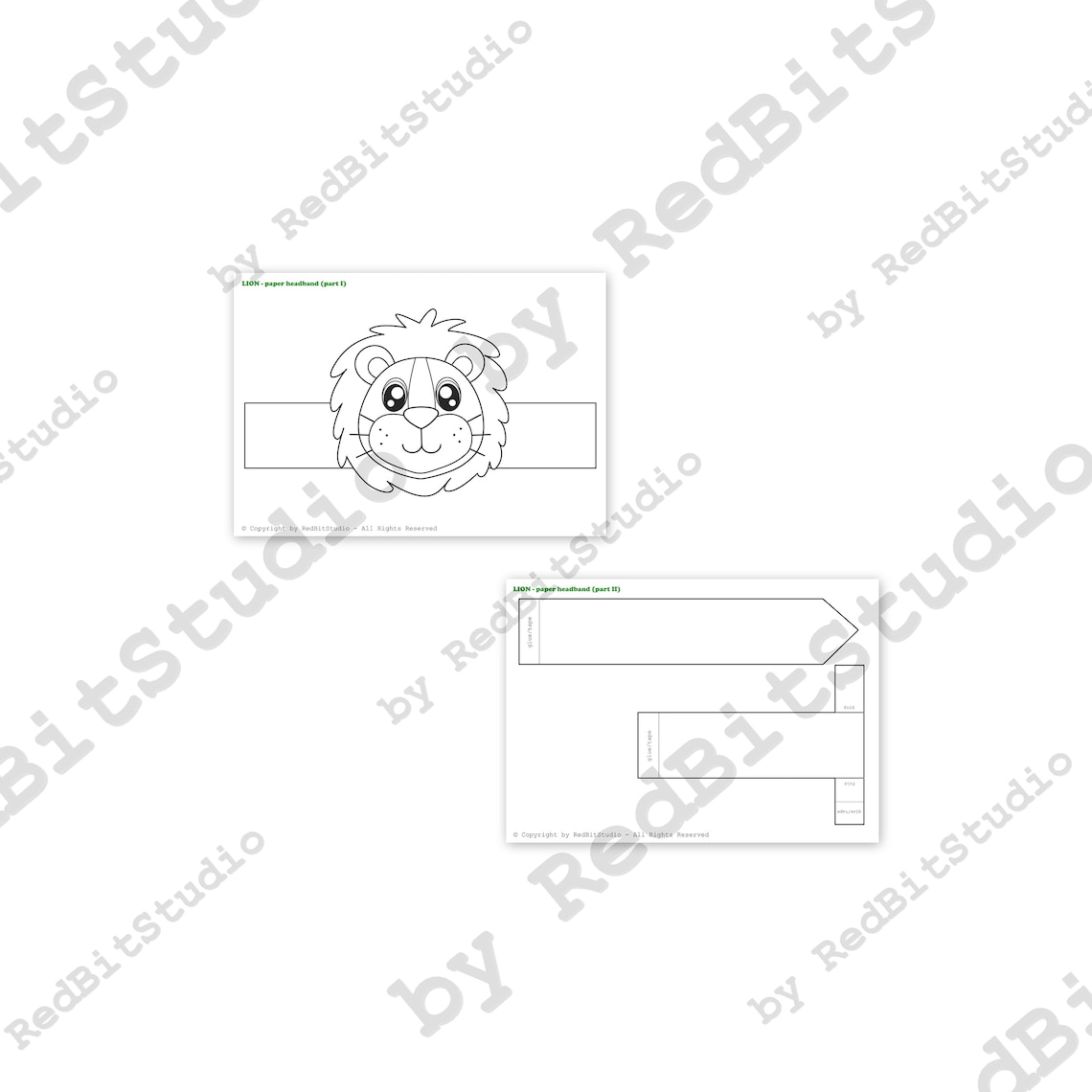 Lion Paper Coloring Crown, Animal Paper Hat for Kids, Instant Download ...