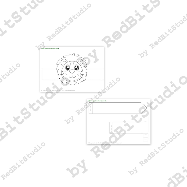 Lion Paper Coloring Crown, Animal Paper Hat for Kids, Instant Download ...